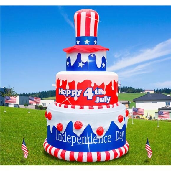 Holiday | 6 Ft 4th Of July Inflatable Cake With Buildin Leds Usa Blow ...